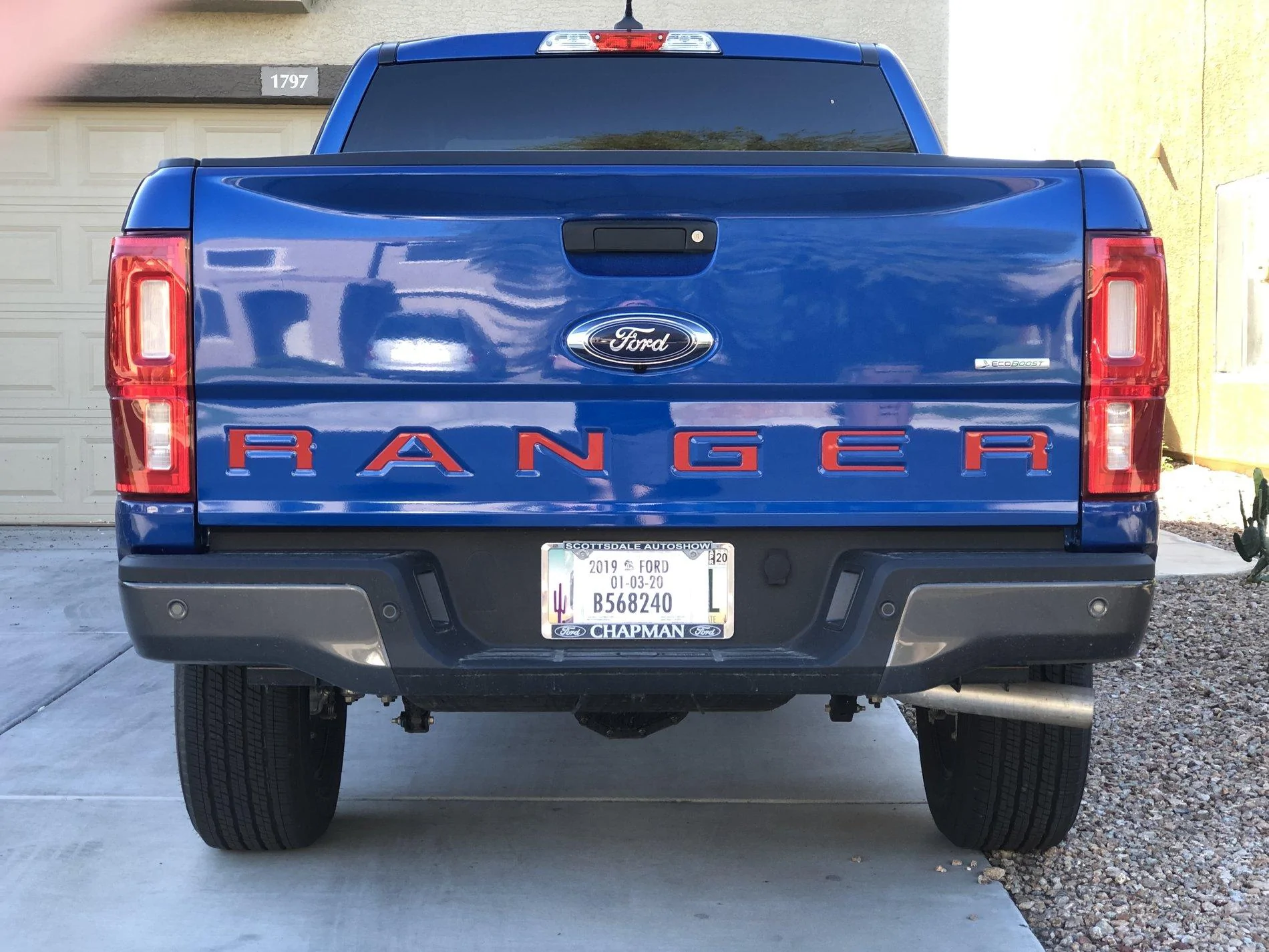 Red Tailgate Lettering on Lightning Blue | 2019+ Ford Ranger and Raptor ...